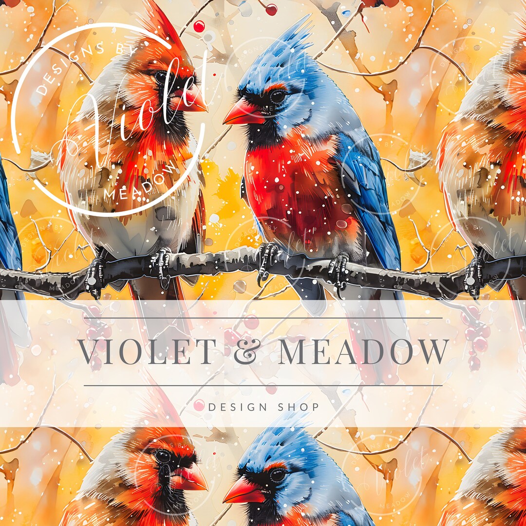 Simple Vintage Cardinal Bird Seamless File Cute Repeating Pattern Fall ...