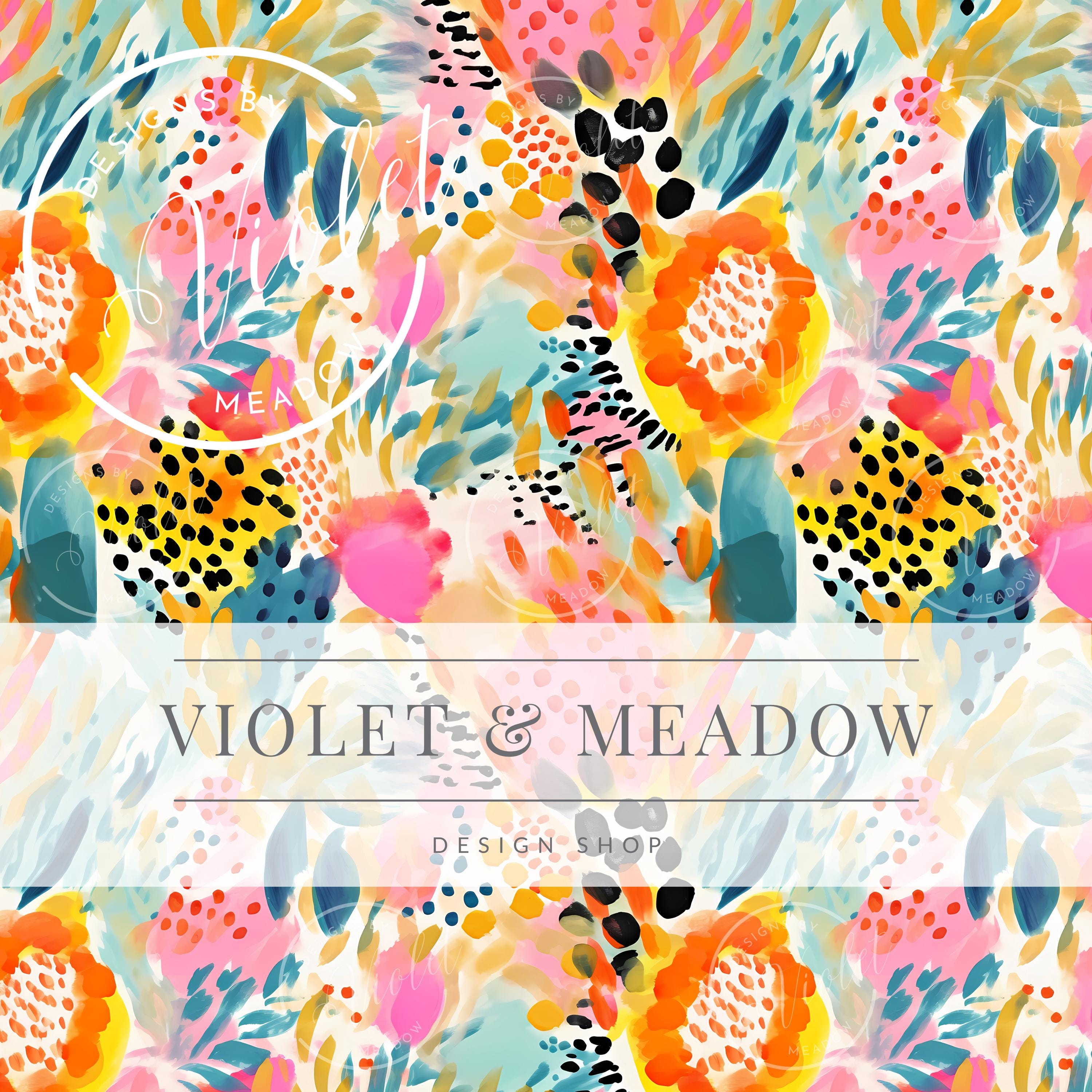 Preppy, Neon Bright, Floral, Blue Watercolor Seamless Pattern, Preppy ...