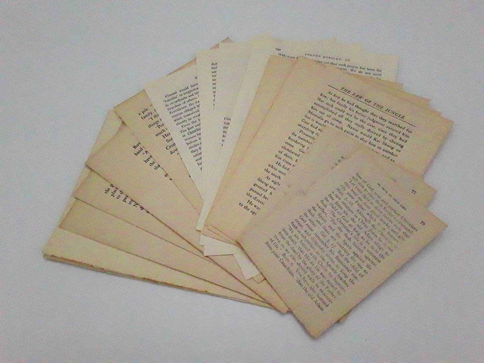 20 hojas de papel de libro vintage y antiguo genuino para | Etsy