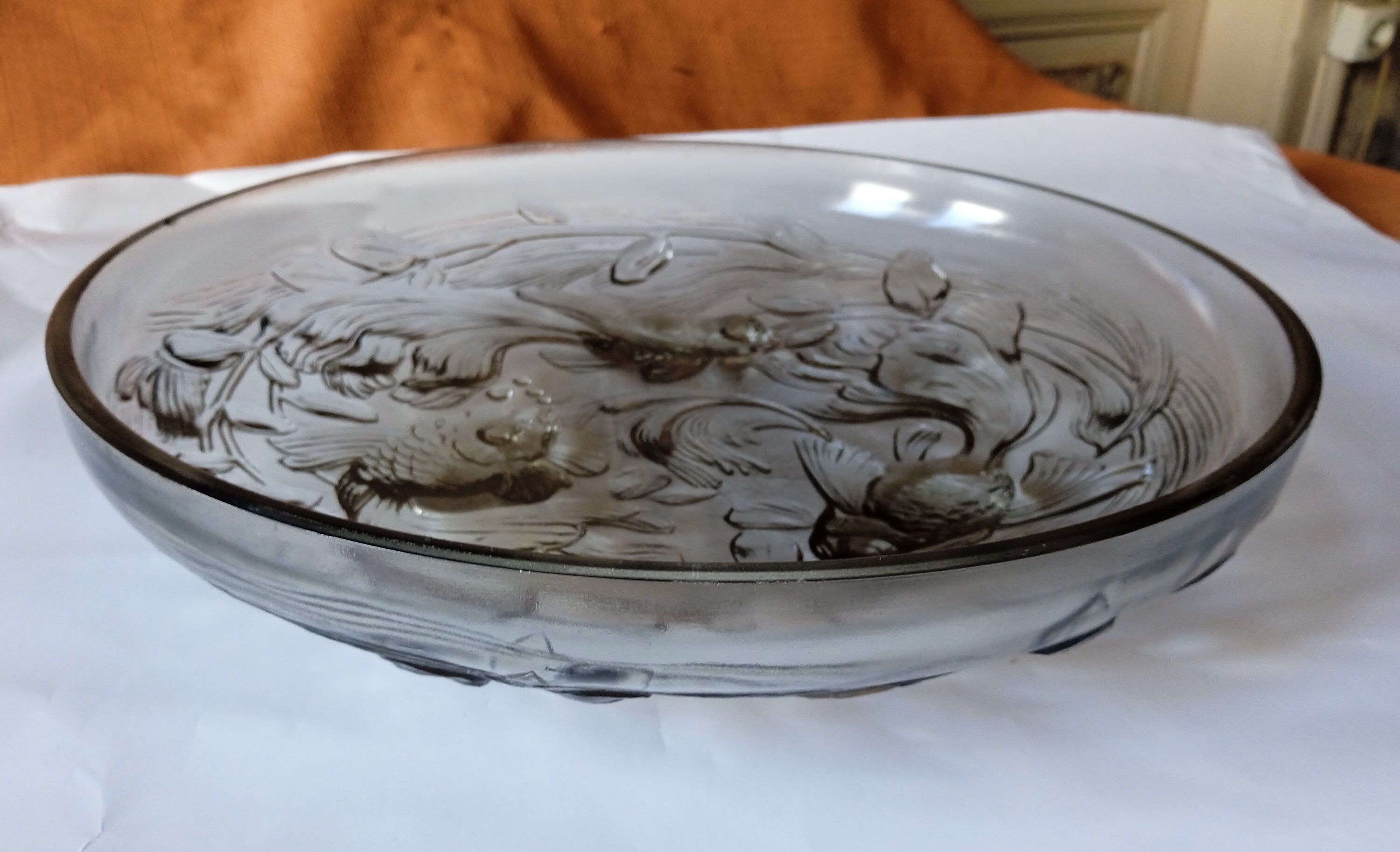 Cup Signed Verlys France Japanese Flying Fish Rare Smoke Color Diameter ...