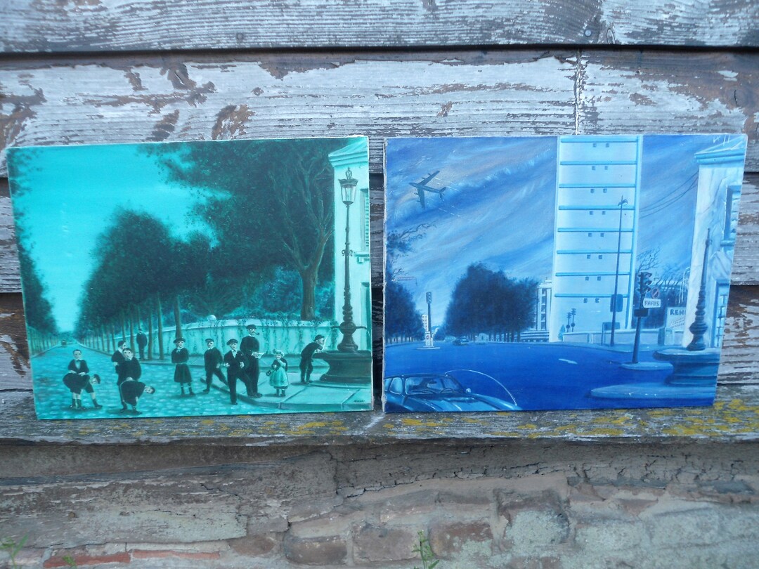 Sergio Birga Ensemble Two Oils on Canvas Forming Diptych: Before ...