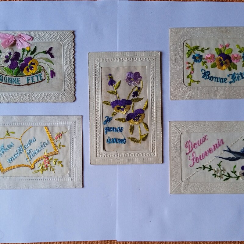 Embroidered Silk Postcard - Etsy