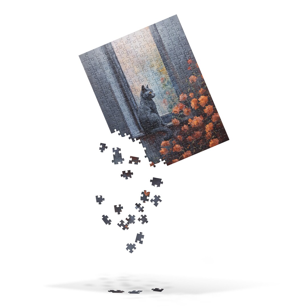 Wistful Cat on a Windowsill Jigsaw Puzzle - Etsy