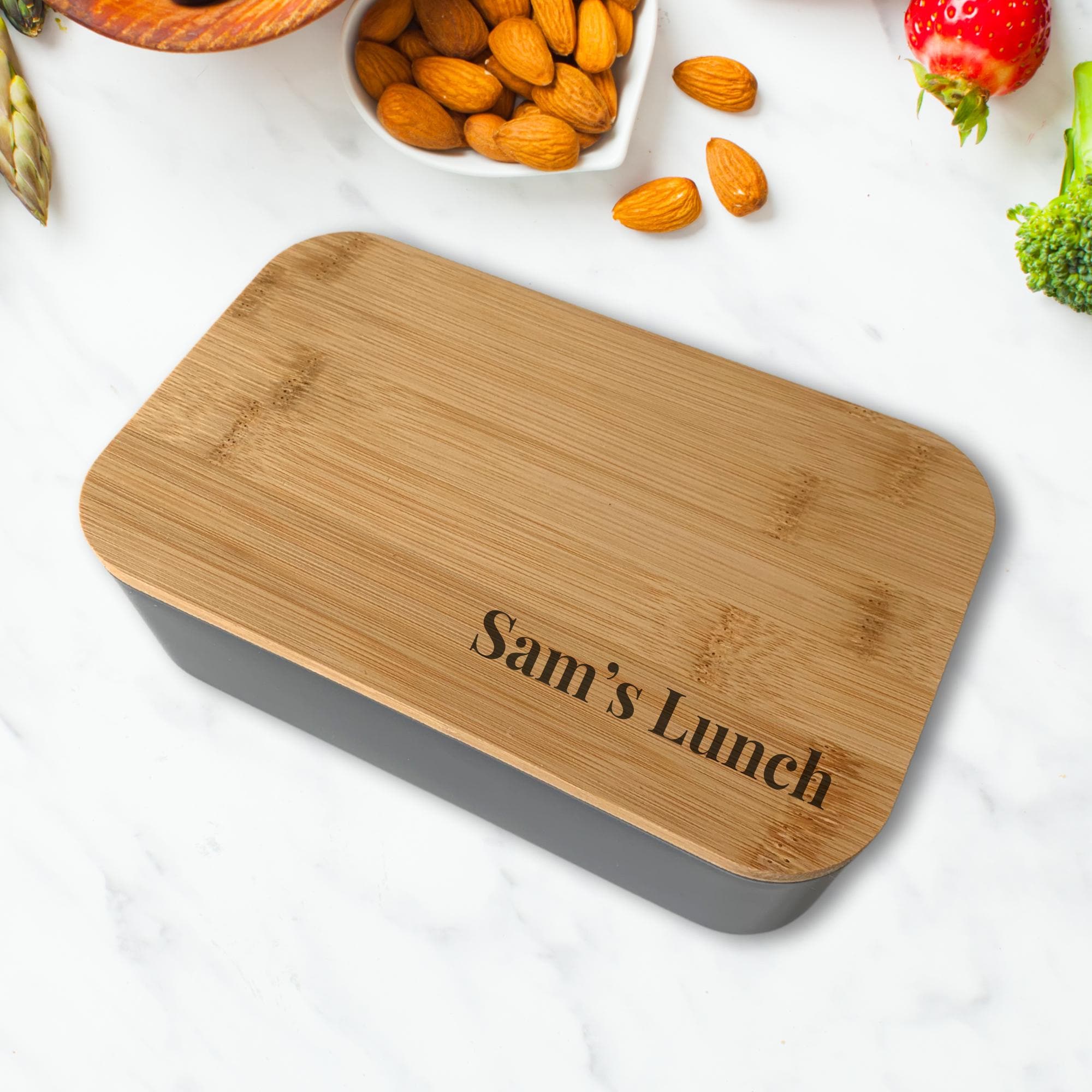 Personalised Bamboo Lunch Box Custom Wooden Laser Engraved Snack ...