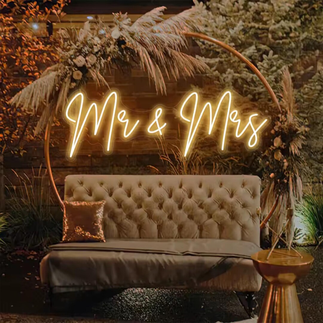Mr & Mrs LED Neon Sign – Wedding Sign, Bridal Shower Decor, Engagement ...