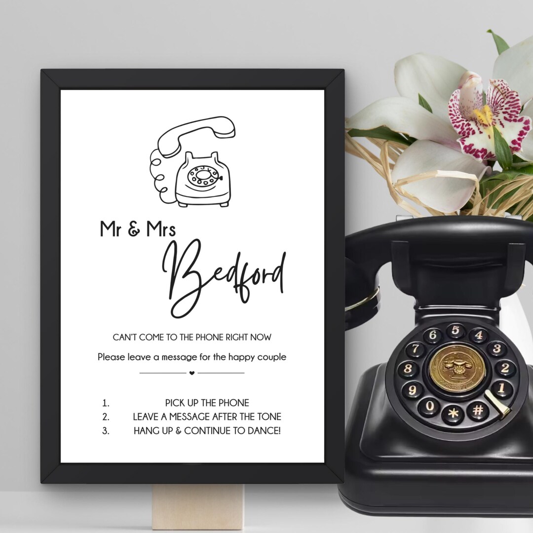Audio Guestbook Phone Sign Template | A4 Wedding for Vintage Telephone ...