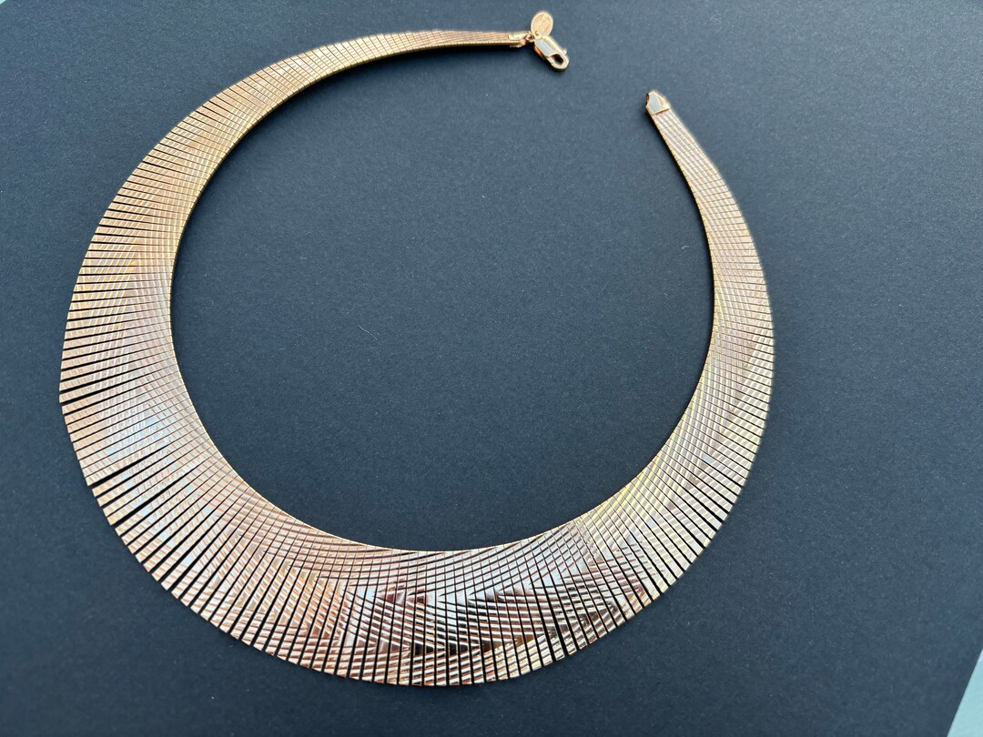 Vintage Dyadema Italian Etched Bronze Collar Necklace - Etsy