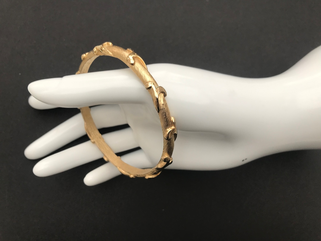 Vintage Signed Trifari Gold Tone Smooth and Satin Bangle Bracelet - Etsy