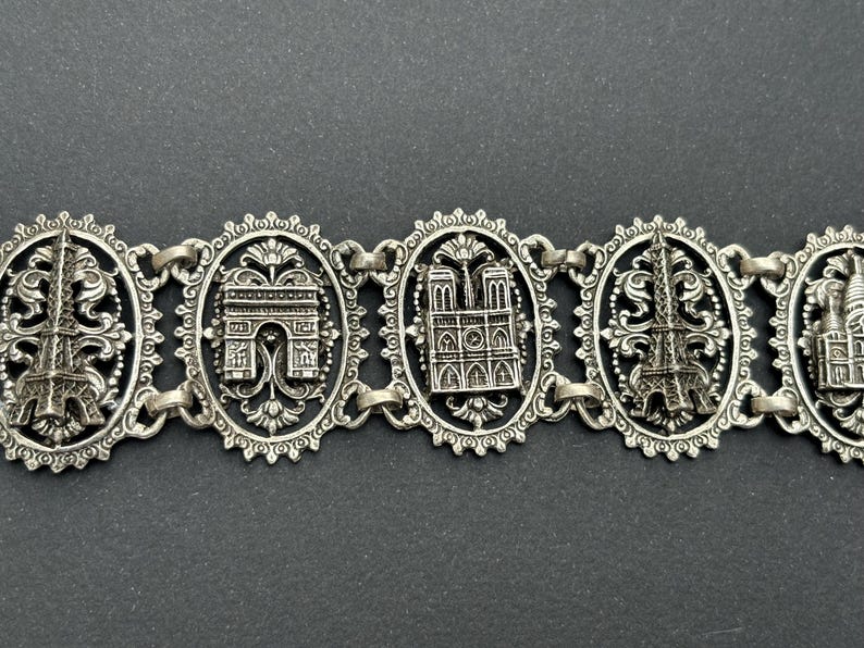 Vintage Silver Tone Paris Souvenir Bracelet - Etsy