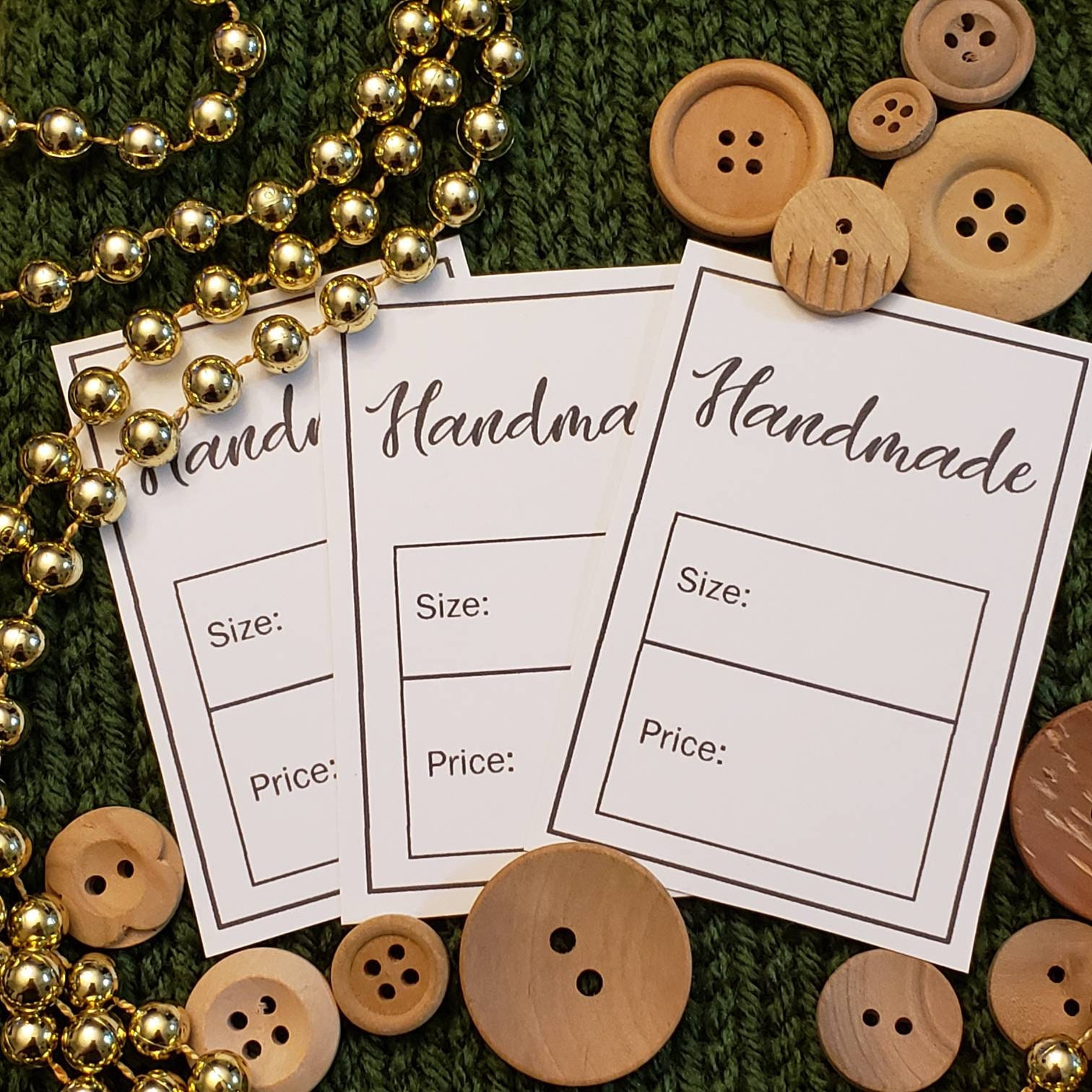 Printable Handmade Size Price Tags Card Size Tag Digital Download ...