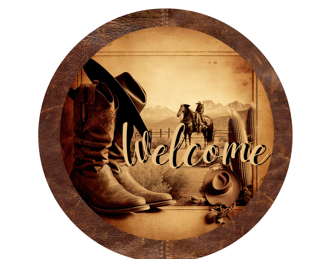 Western Wreath Sign,cowboy Western Sign, Western Room Decor - Etsy