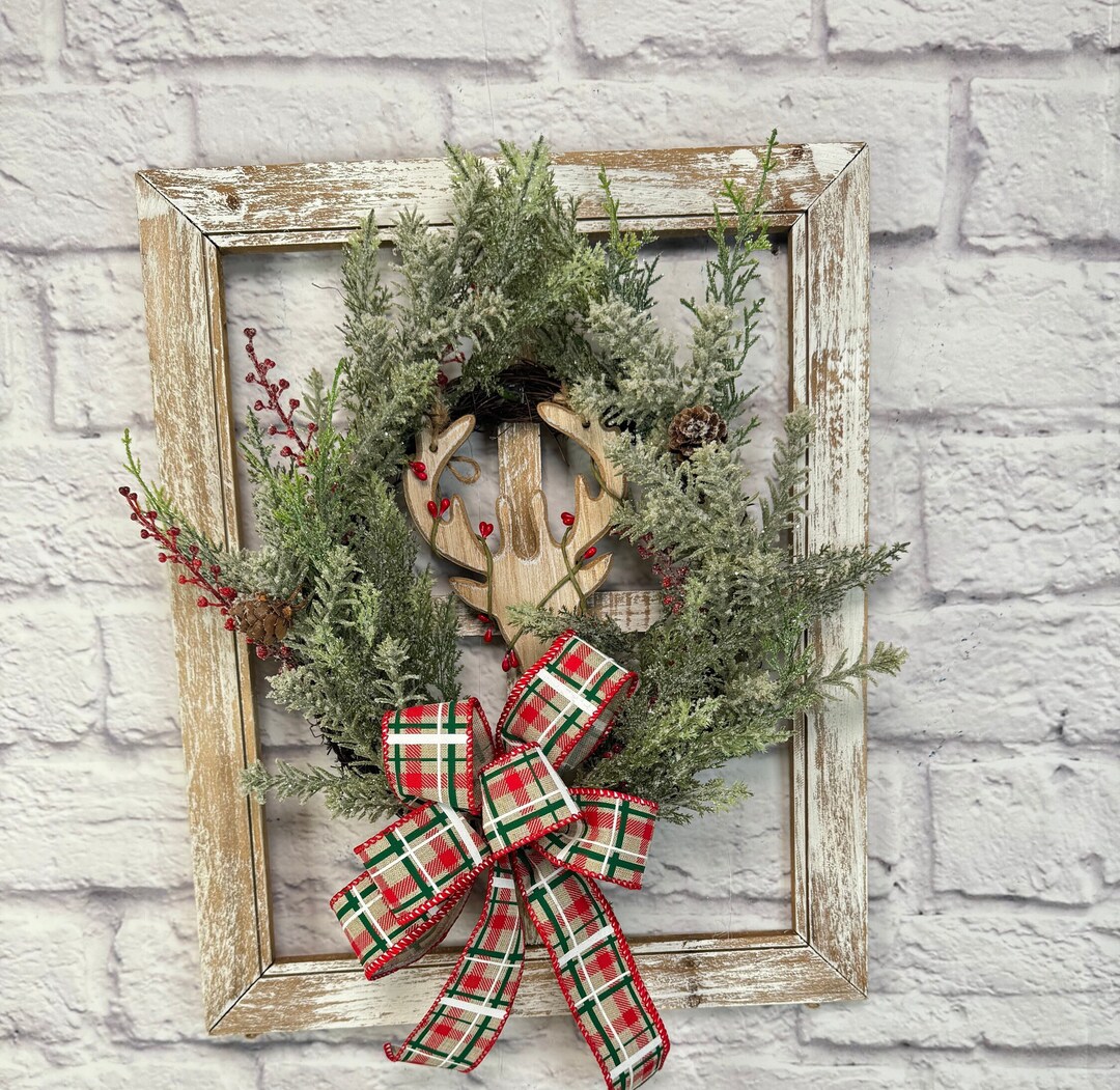 Picture Frame Deer Head Grapevine Wall Hanging, Deer Head Framed ...
