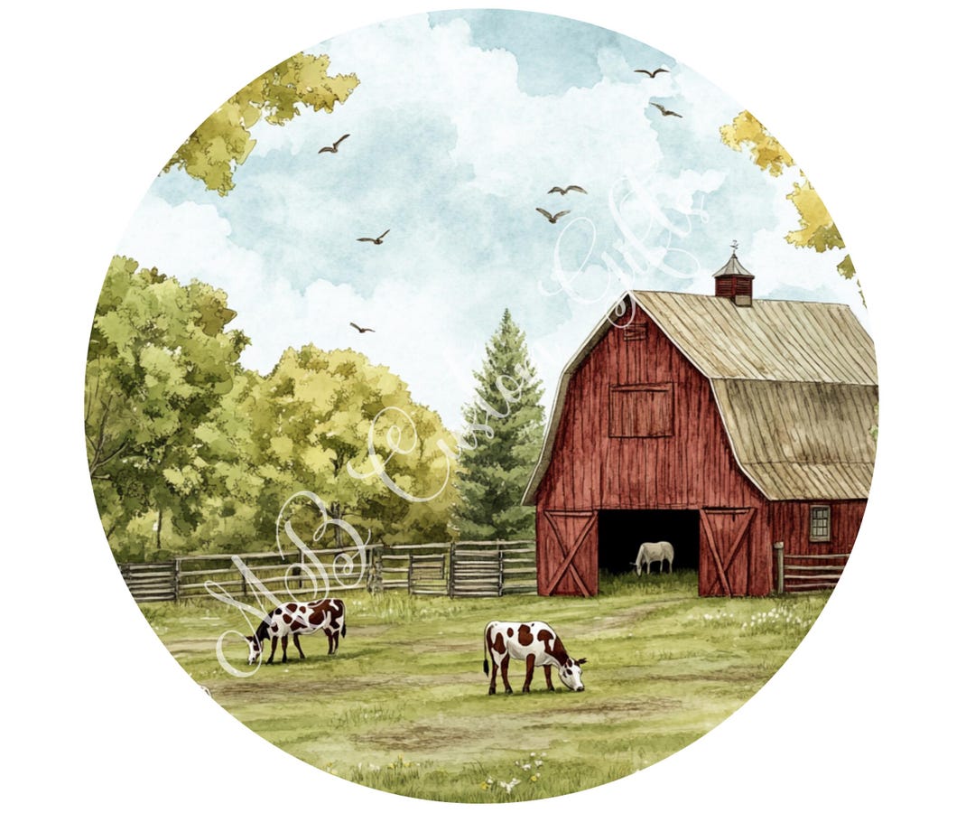 Red Barn With Horses Wreath Sign, Red Barn Sign, Farmhouse Decor - Etsy