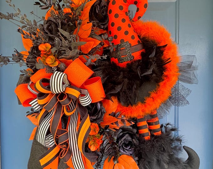 Large Witch Wreath, Witch Decor, Entryway Wreath, Halloween Decor ...