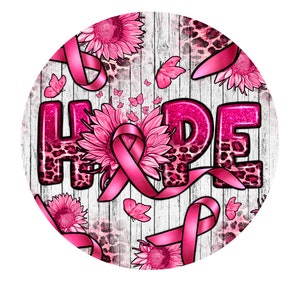 Breast Cancer Ribbon Wreath Sign, Breast Cancer Hope Sign, Christmas ...