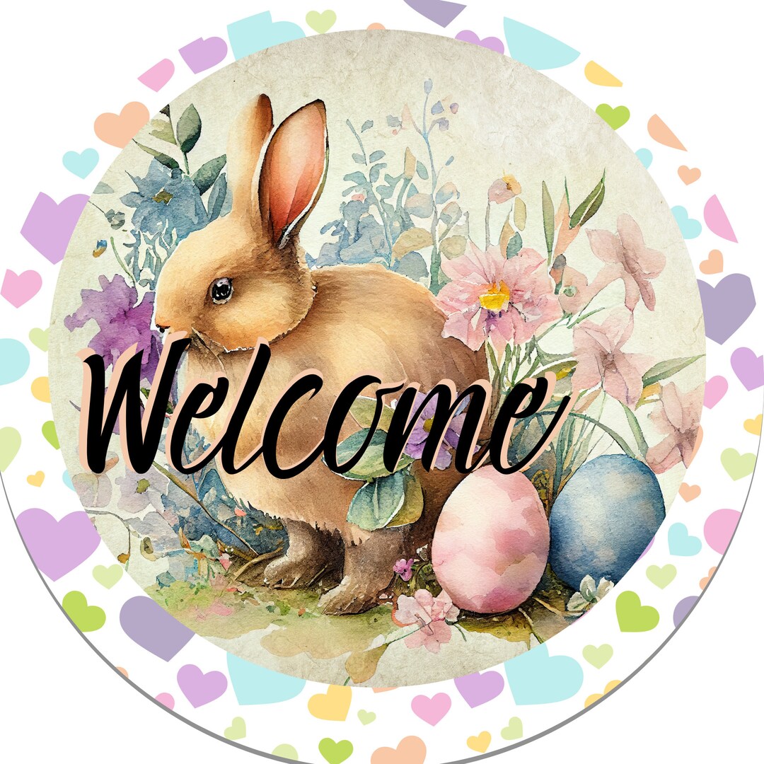 Bunny Welcome Sign. Bunny Wreath Sign - Etsy