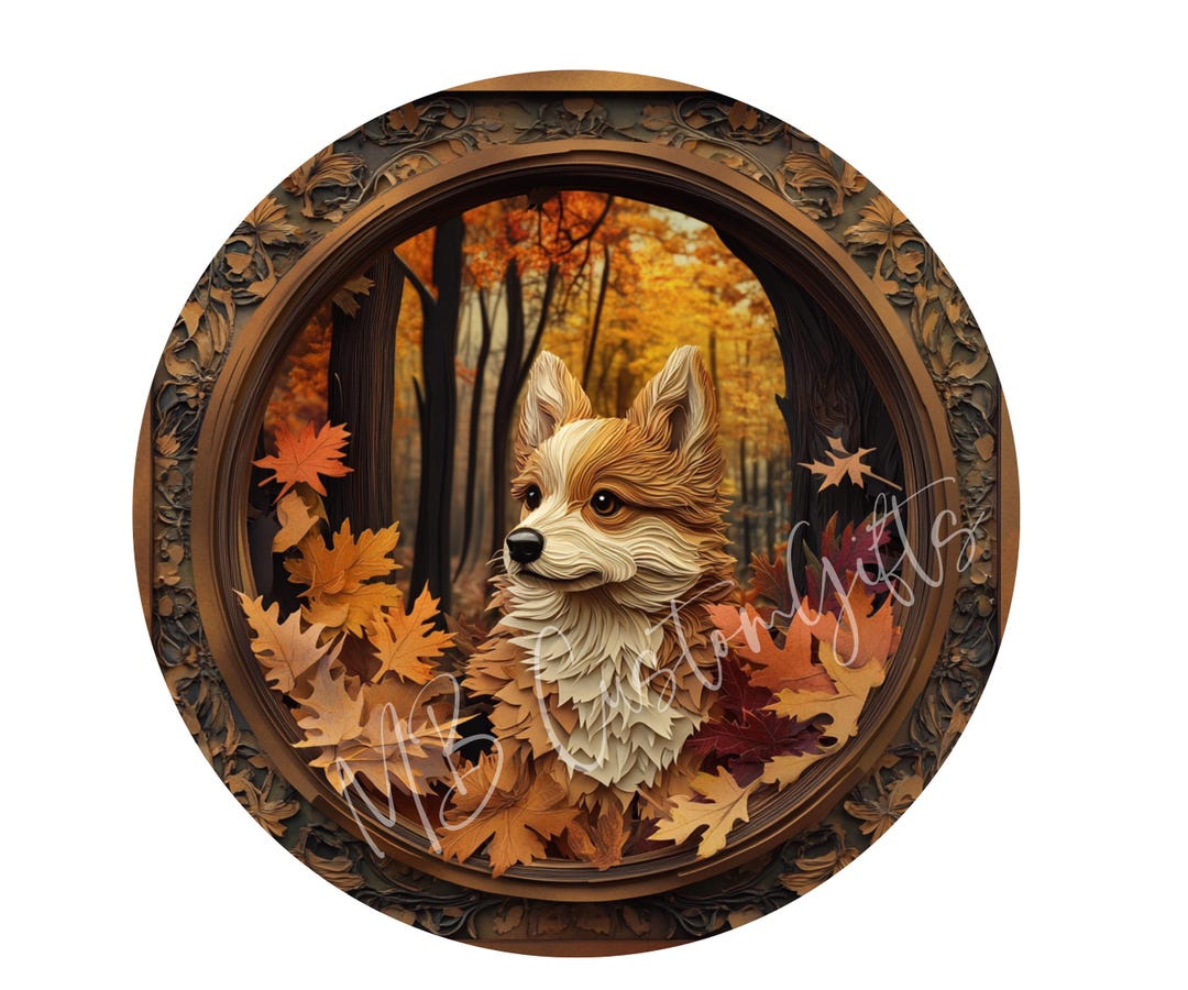 Corgi Wreath Sign, Metal Corgi Sign, 3D Corgi Wreath Sign, Wreath ...