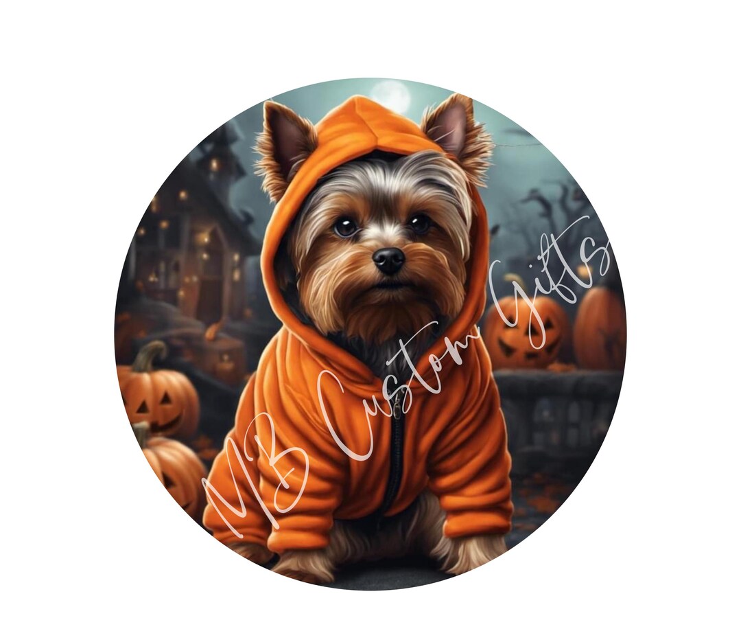 Halloween Cute Yorkie Wreath Sign, Metal Yorkie Sign, Yorkie Sign ...