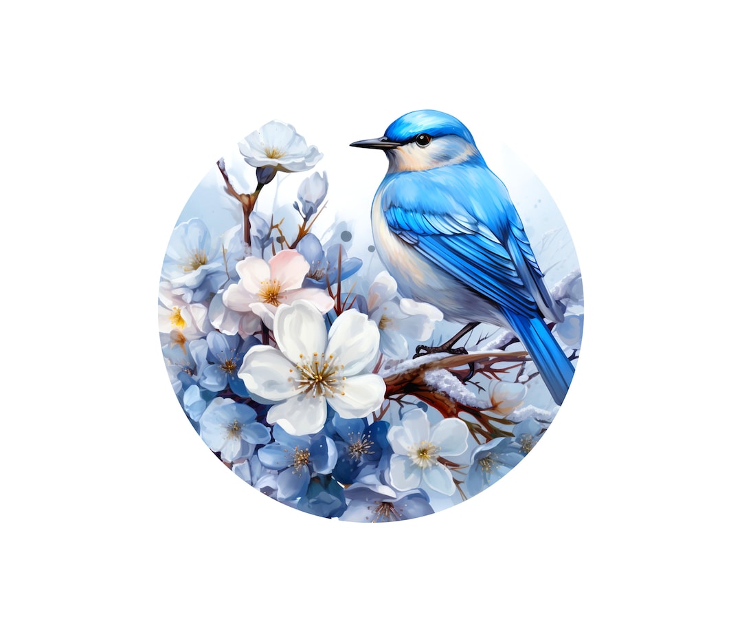Bluebird Wreath Sign: Floral Aluminum Wreath Attachment - Etsy