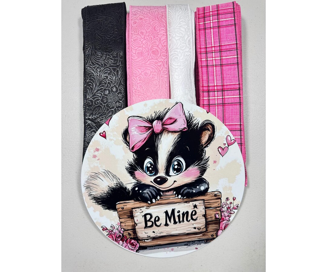 DIY Wreath Kit Valentine Skunk Wreath Kit, Ribbon Valentine Skunk Combo ...