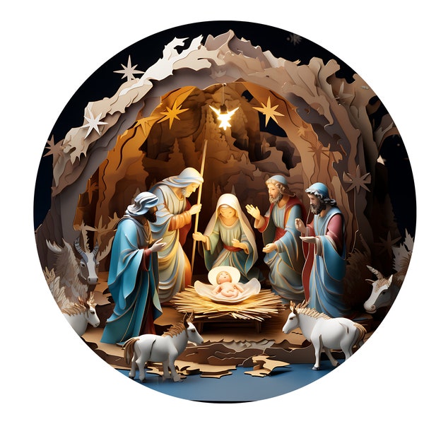 Nativity Christmas Wreath - Etsy