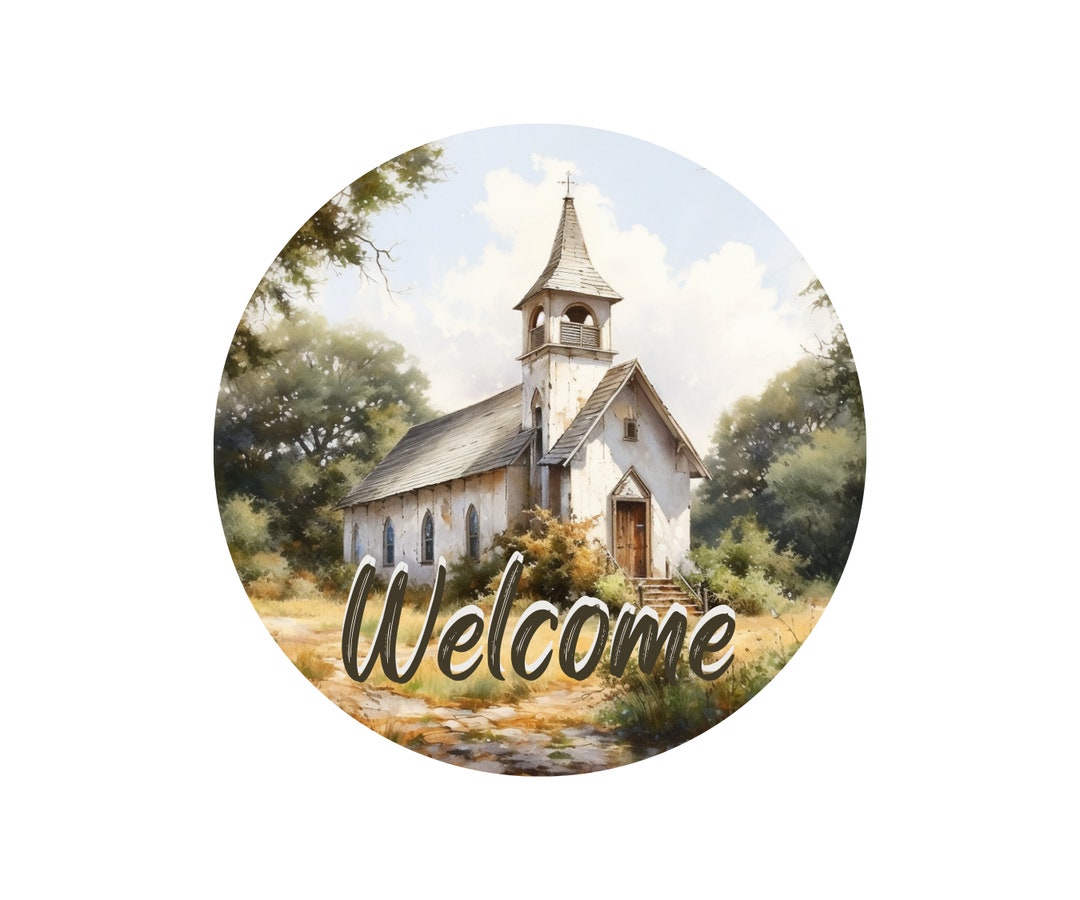 Church Welcome Wreath Sign: Spring Decor, Aluminum Print - Etsy