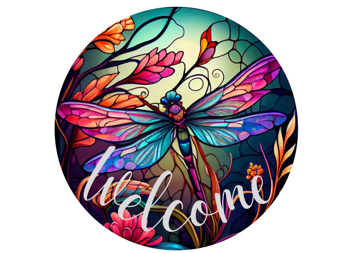 Welcome Dragonfly Wreath Sign: Metal Floral Attachment - Etsy