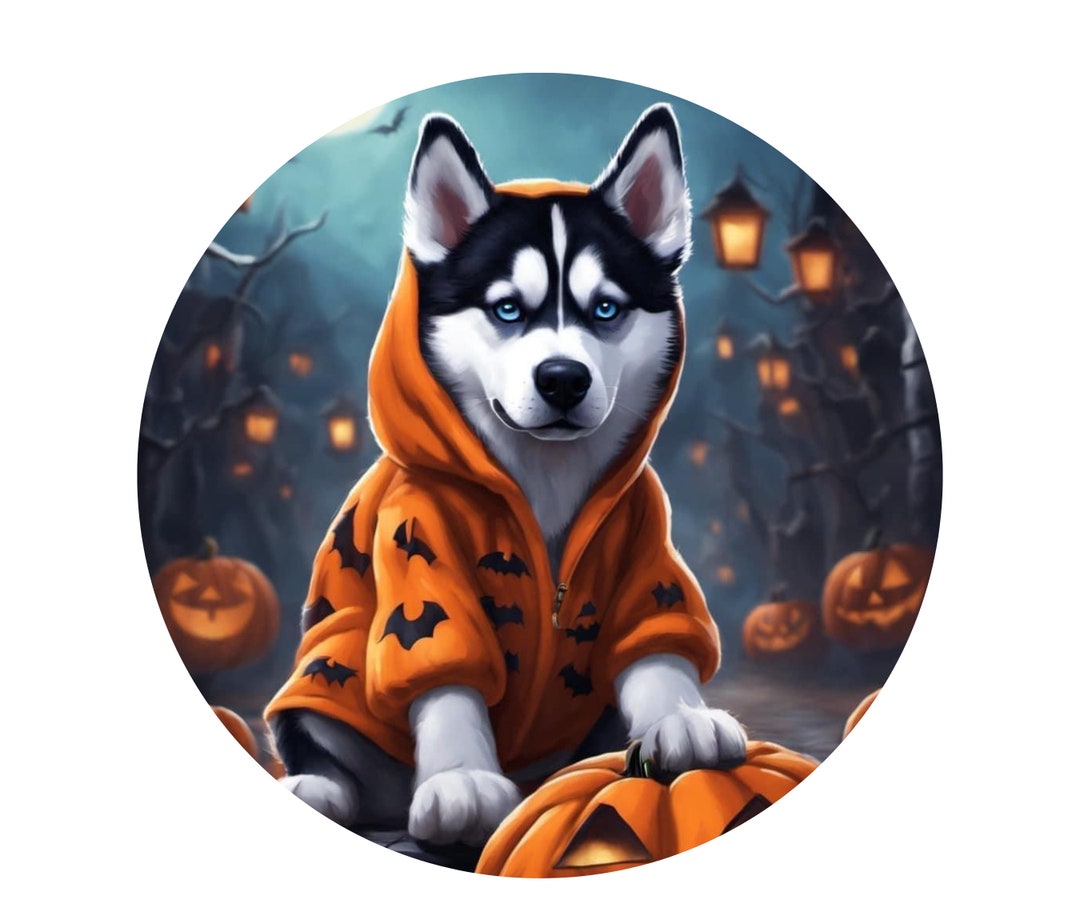 Halloween Husky Wreath Sign, Metal Husky Sign, Husky Dog Sign, Wreath ...