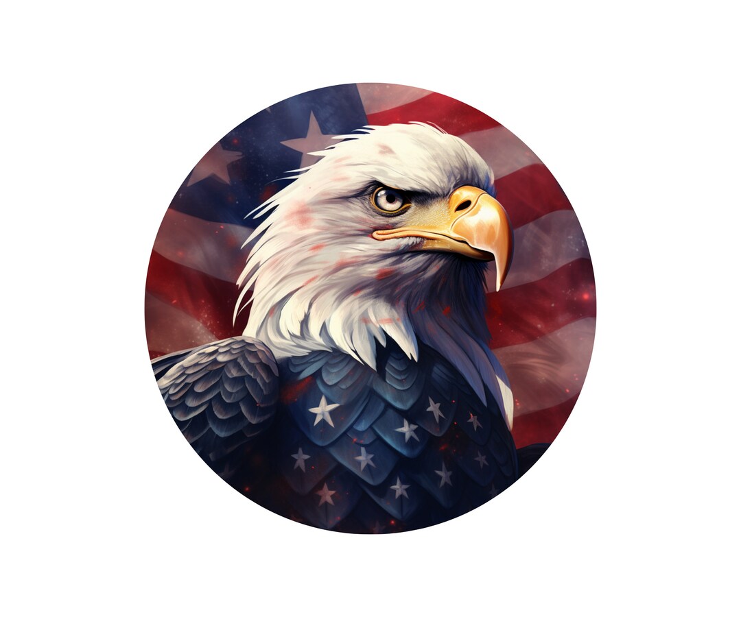 Bald Eagle With Flag Sign Attachment, Metal Bald Eagle Sign, Wreath ...