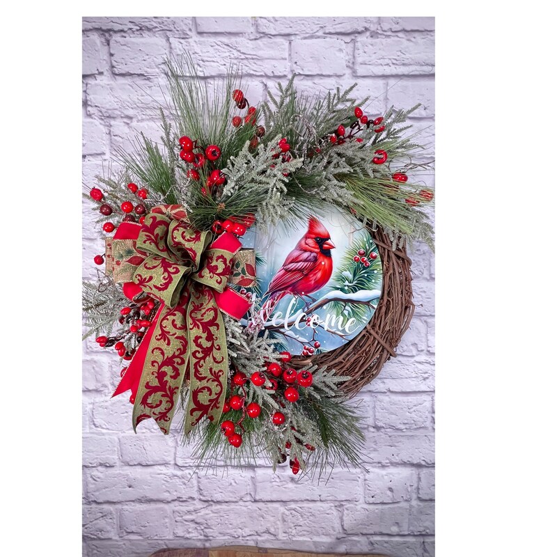 Cardinal Wreath - Etsy