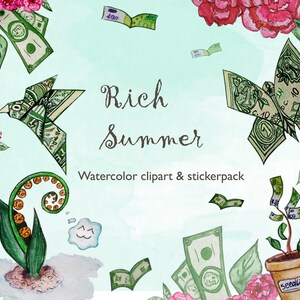 Money clipart spring clipart wealth spring flowers money | Etsy