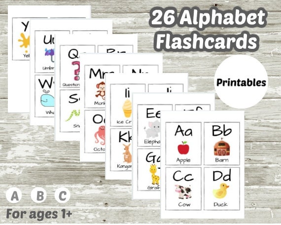 Alphabet Flashcards ABC Printable Flashcards Preschool | Etsy