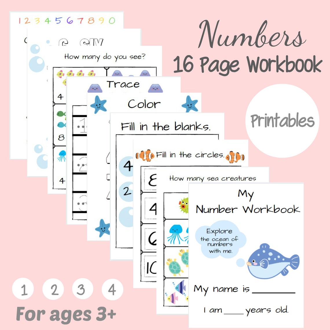Number Worksheets Preschool Workbook Kindergarten - Etsy