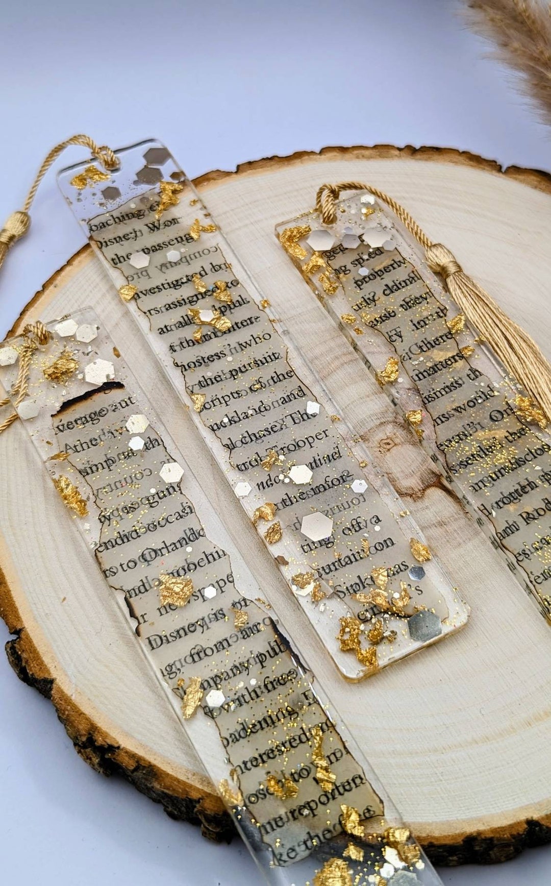 Book Page Bookmarks With Gold and Glitter - Etsy