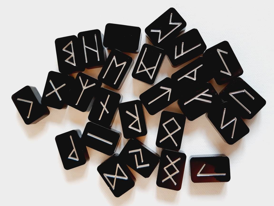 Rune Set 25 Pieces Black, Futhark Rune Stones - Etsy