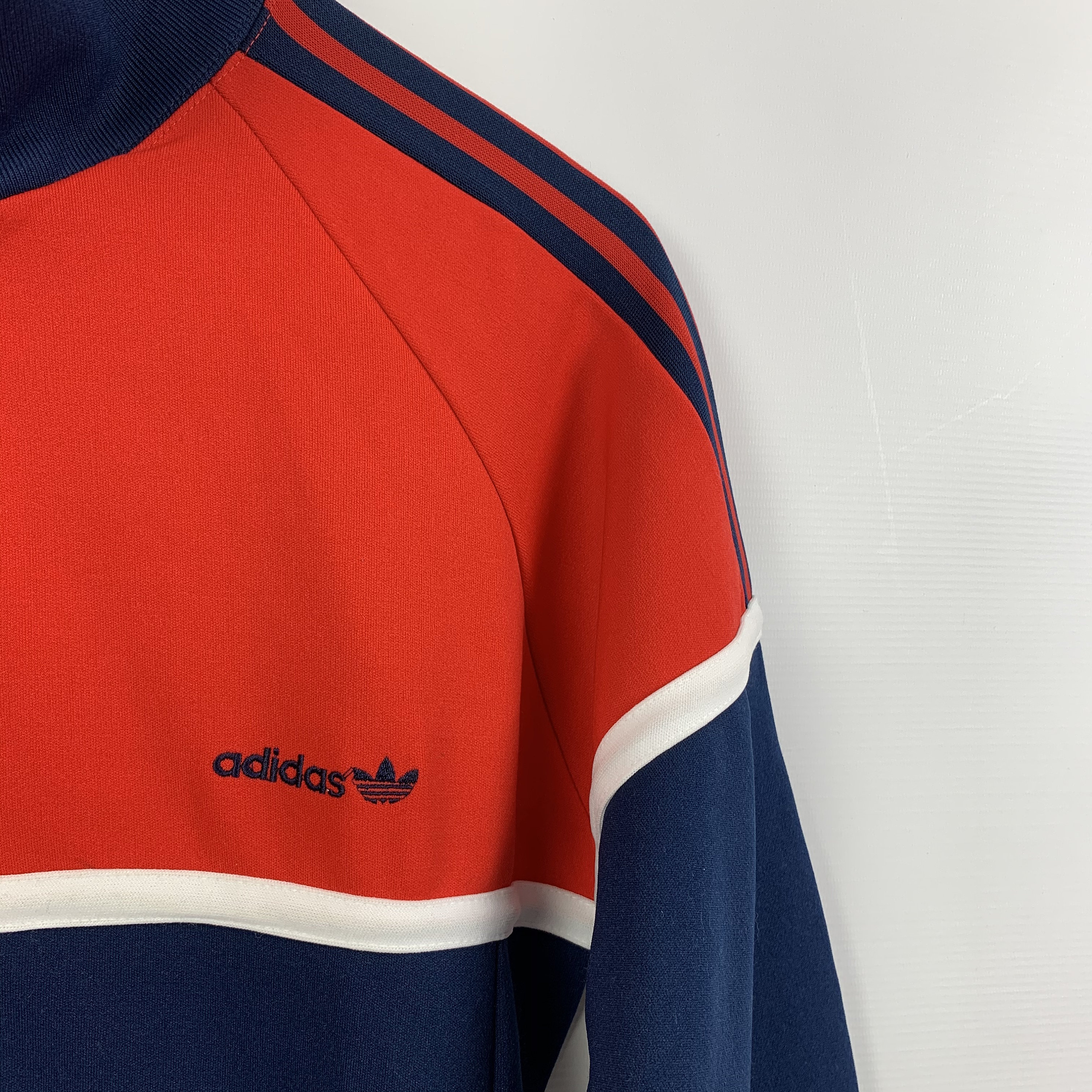 80s Vintage ADIDAS ORIGINALS Track Jacket Manchester United Size S Authentic Navy Blue Red Made ...