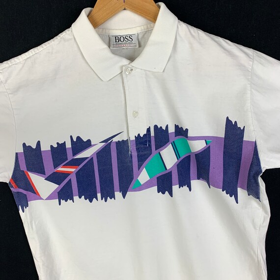 80s rare men's Vintage HUGO BOSS Sport geometric abst… - Gem