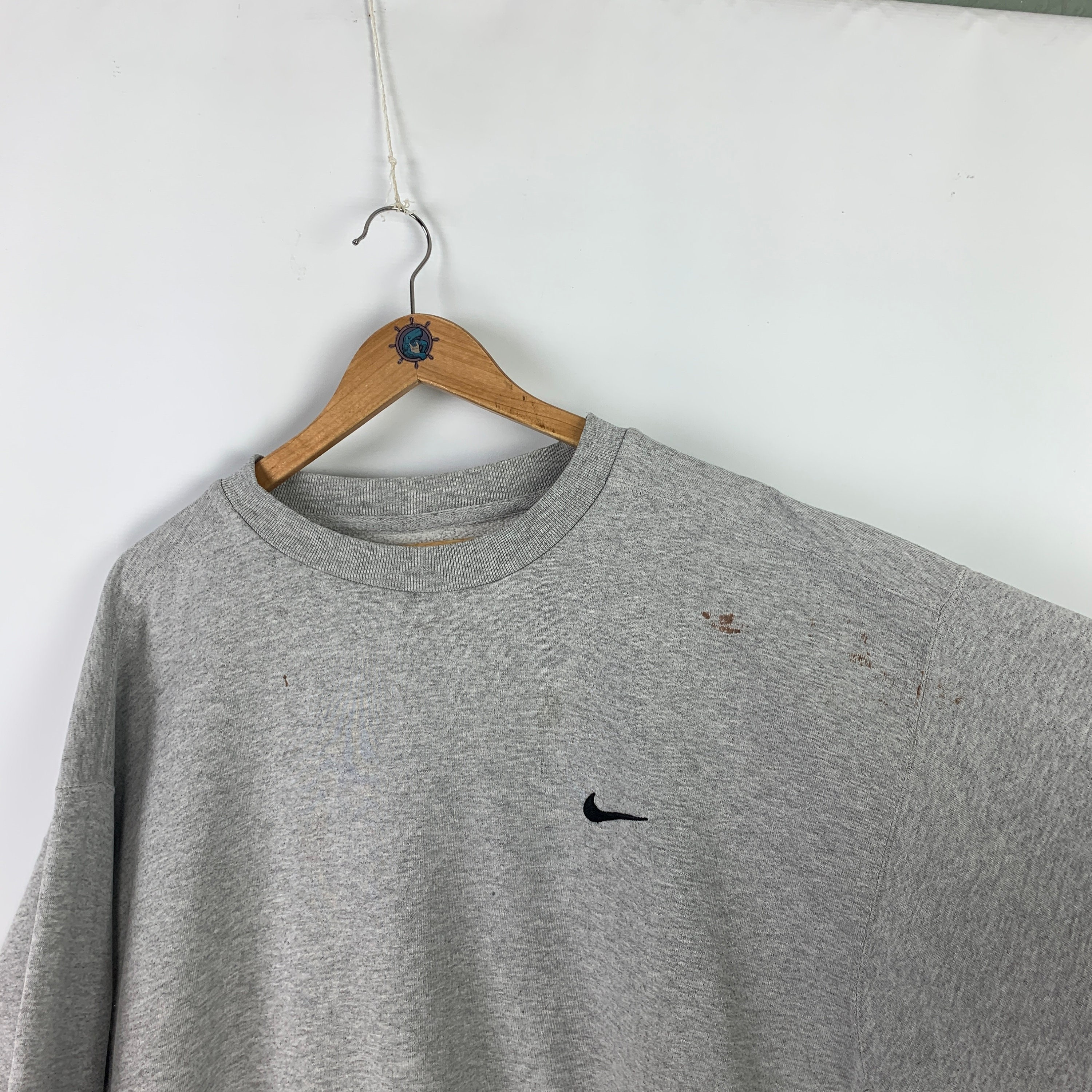 90s Vintage Men's NIKE Small Swoosh Light Gray Crewneck - Etsy