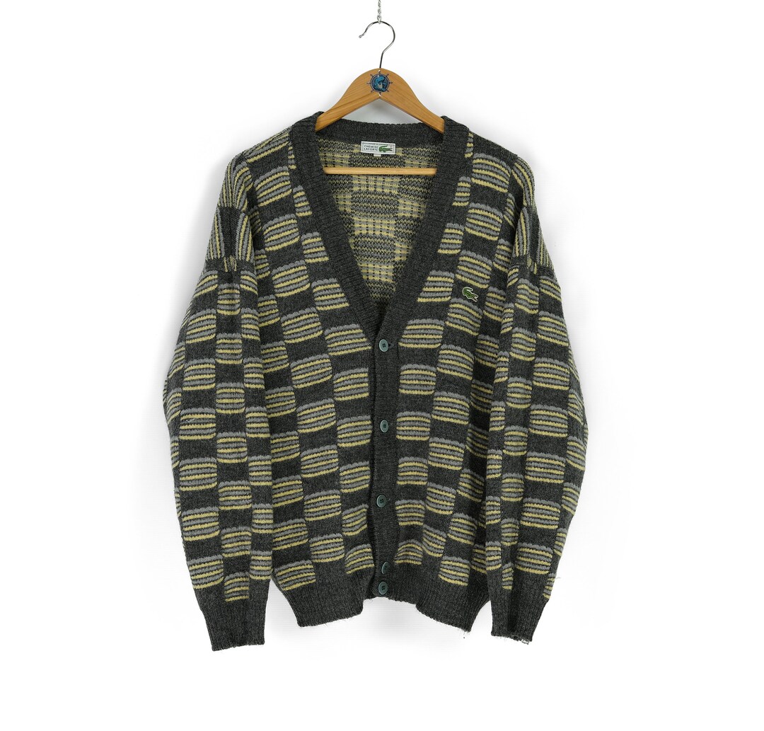 90s Rare Vintage Men's LACOSTE Chemise Chess Patterns Wool Button ...