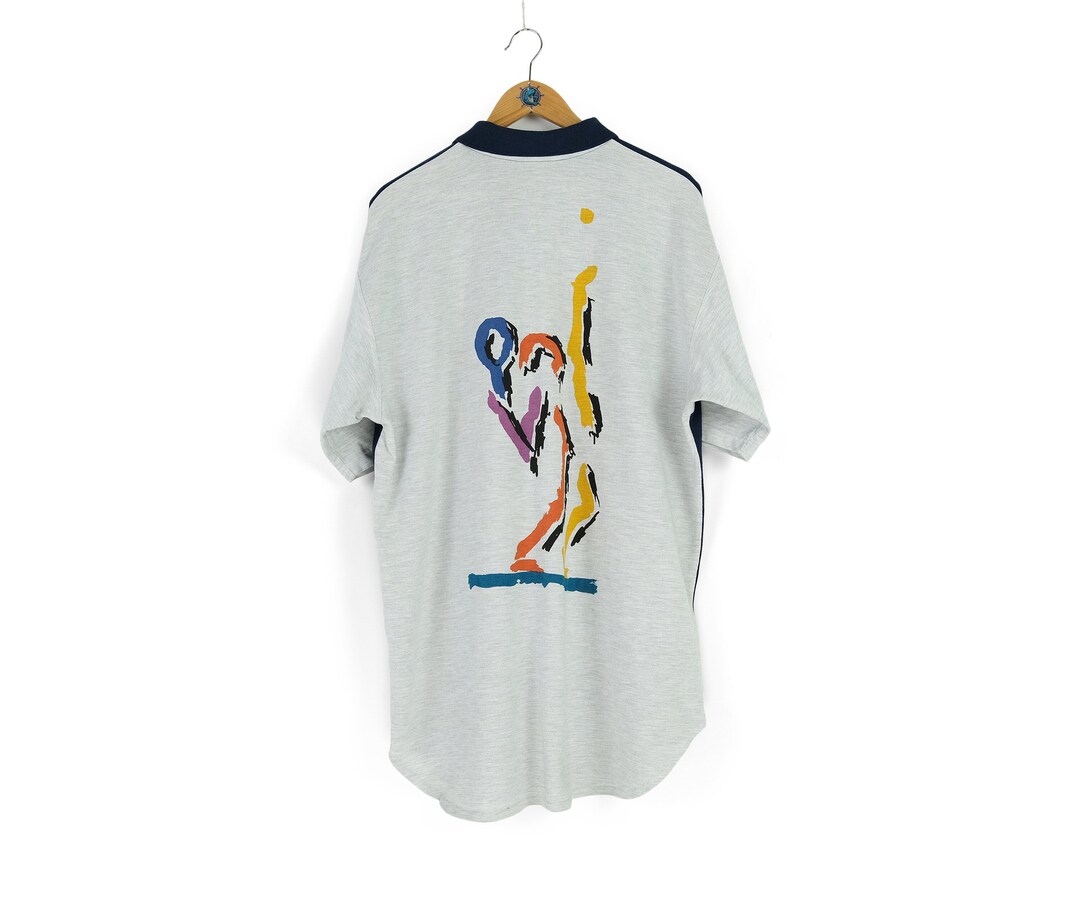 90s Rare Vintage Men's ADIDAS ATP Tour Back Print Polo T-shirt Size XL ...