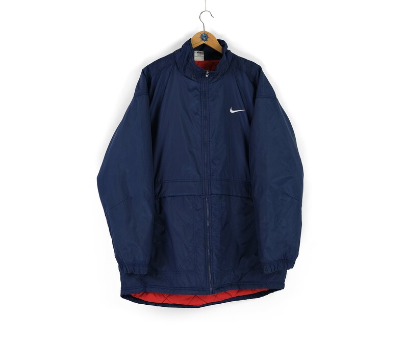 90s Vintage Men's NIKE Back Swoosh Blue Coat Jacket Size XL Retro ...
