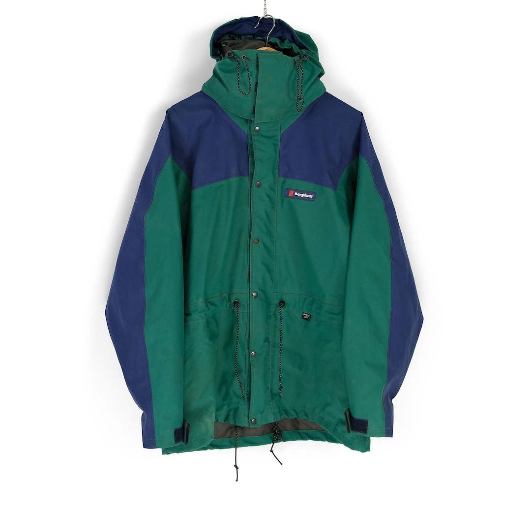 Vintage BERGHAUS Gore Tex Green Blue Jacket Size L Retro British ...