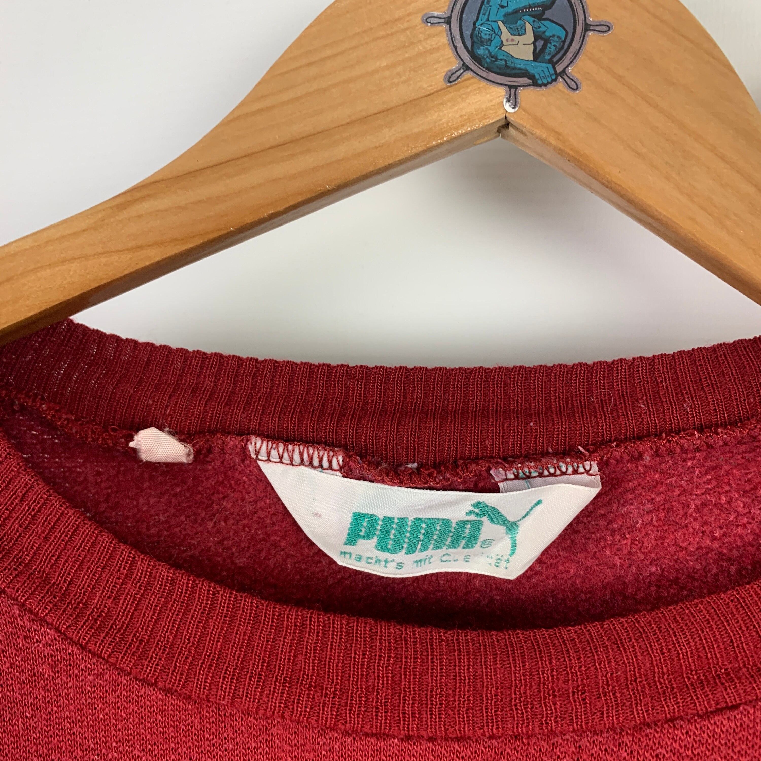 80s Vintage Men's PUMA Small Logo Burgundy Crewneck Sweatshirt Size M L ...