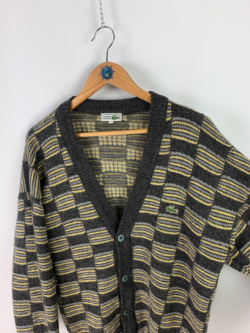 90s Rare Vintage Men's LACOSTE Chemise Chess Patterns Wool Button ...