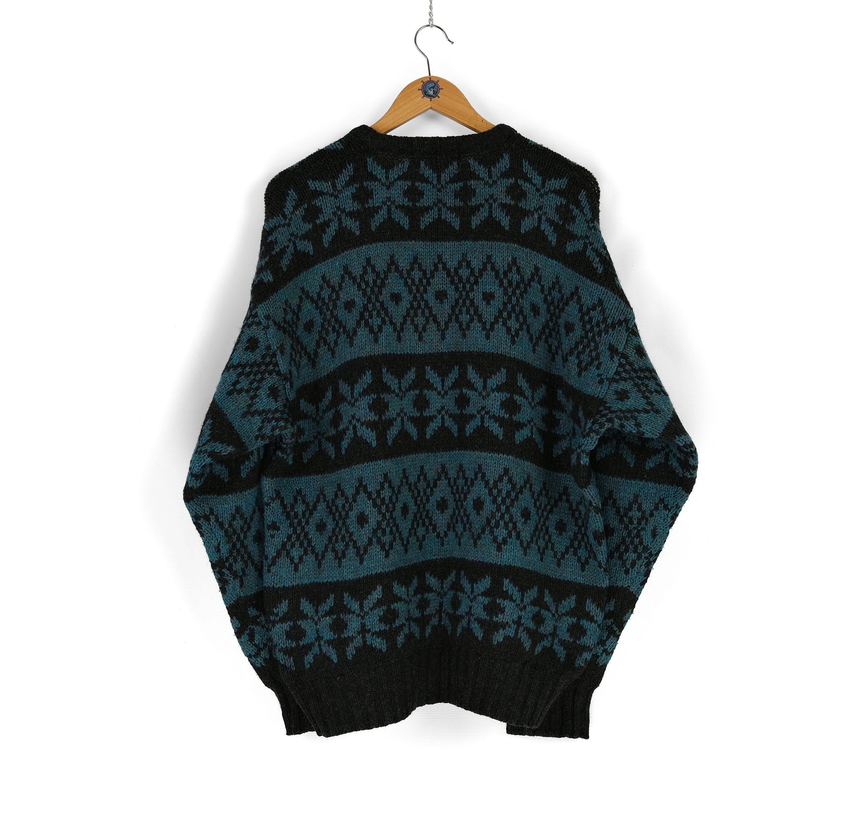 Vintage Men's AGENDA Abstract Pattern Wool Pullover Sweater Size L Made ...
