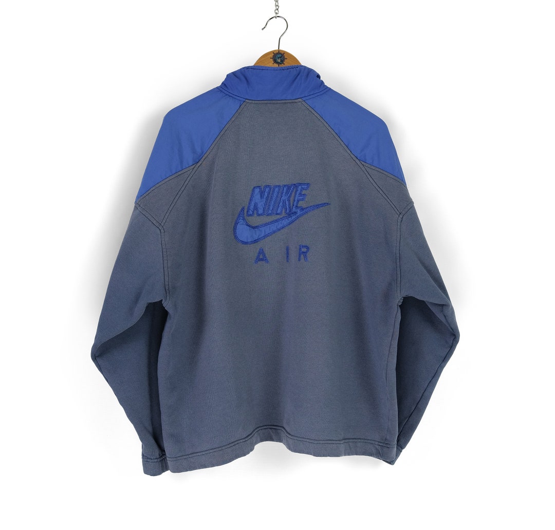 90s Vintage Men's NIKE Air Back Logo Faded Blue Gray Half Zip Sweater ...