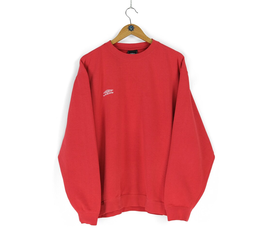 Vintage Men's UMBRO Small Logo Red Crewneck Sweatshirt Size XL British ...