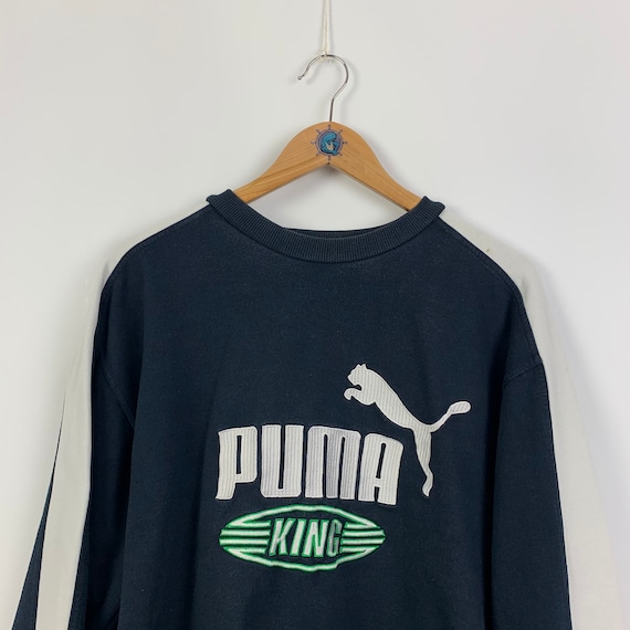 90s Vintage men's PUMA King big logo crewneck navy bl… - Gem