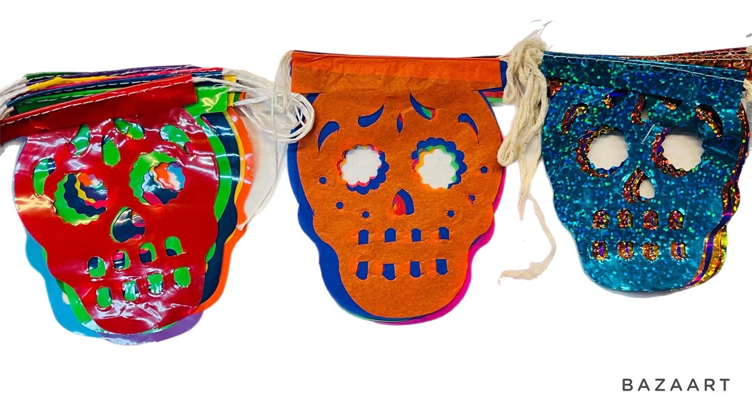 Mini Papel Picado Plastic , Metallic and Tissue , Día De Los Muertos ...