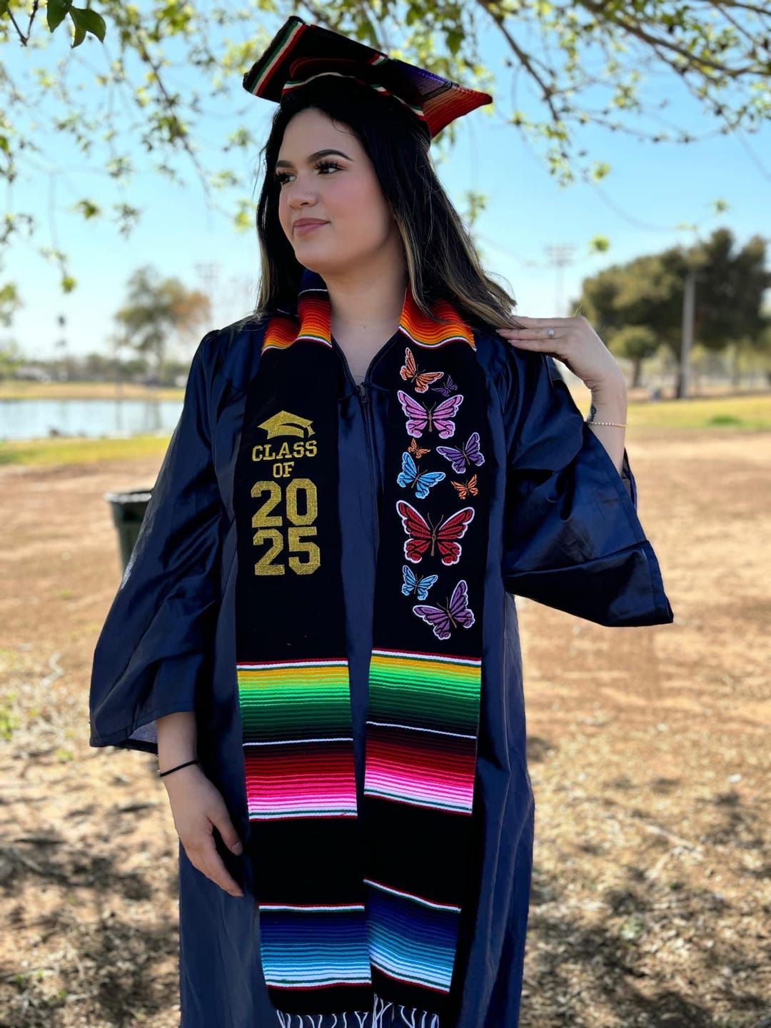 Butterfly Sarape Graduation Stole, Personalized Stole Sahes Mariposas ...